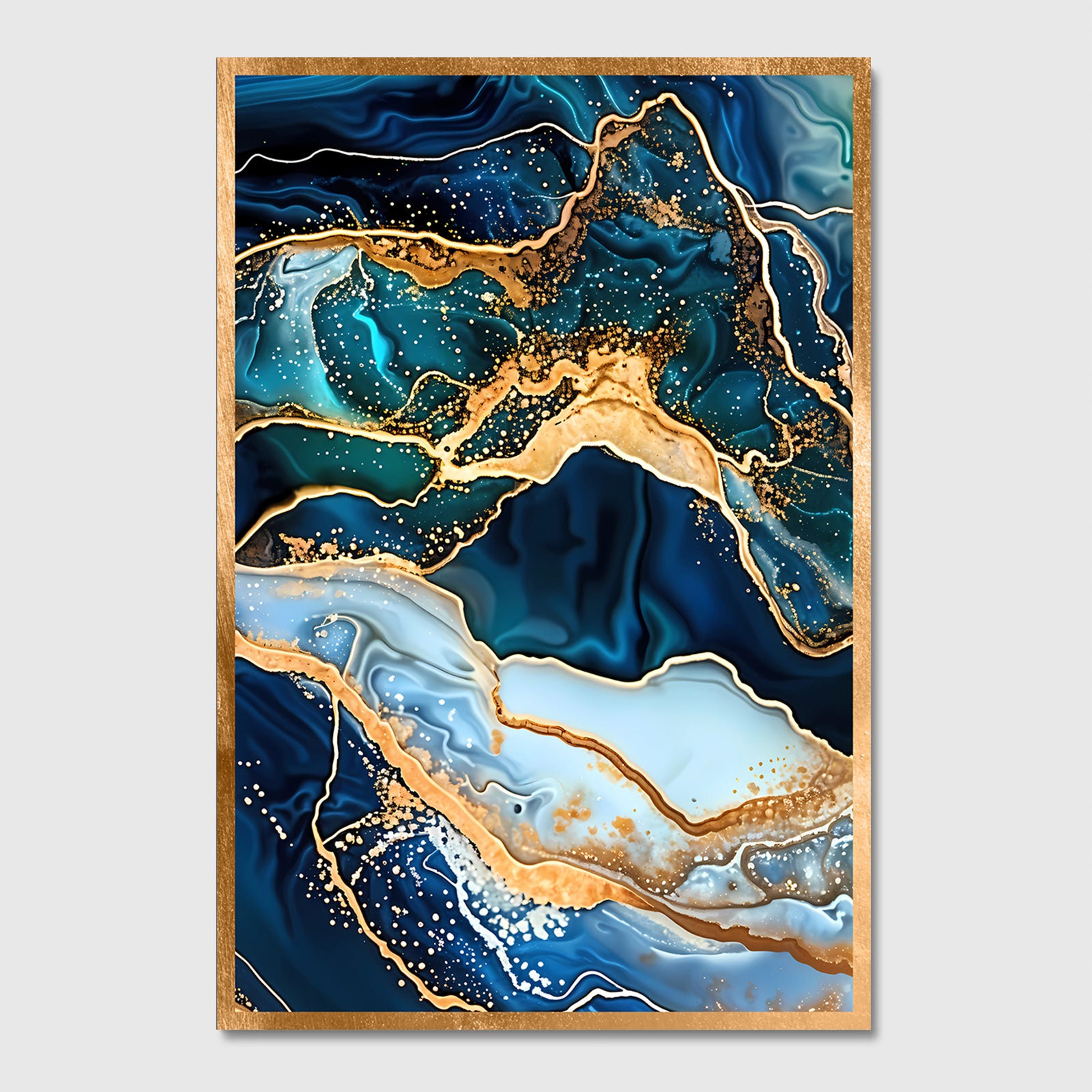 Blue & Gold Geode Abstract - Premium Wandbild