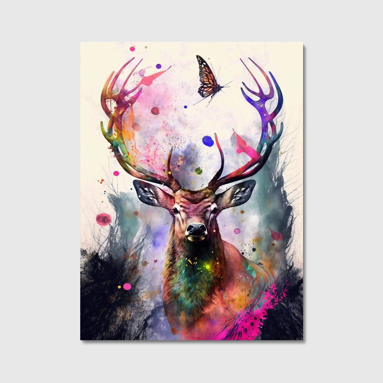 Hirsch Butterfly Color Splash - Light Version - Premium Wandbild