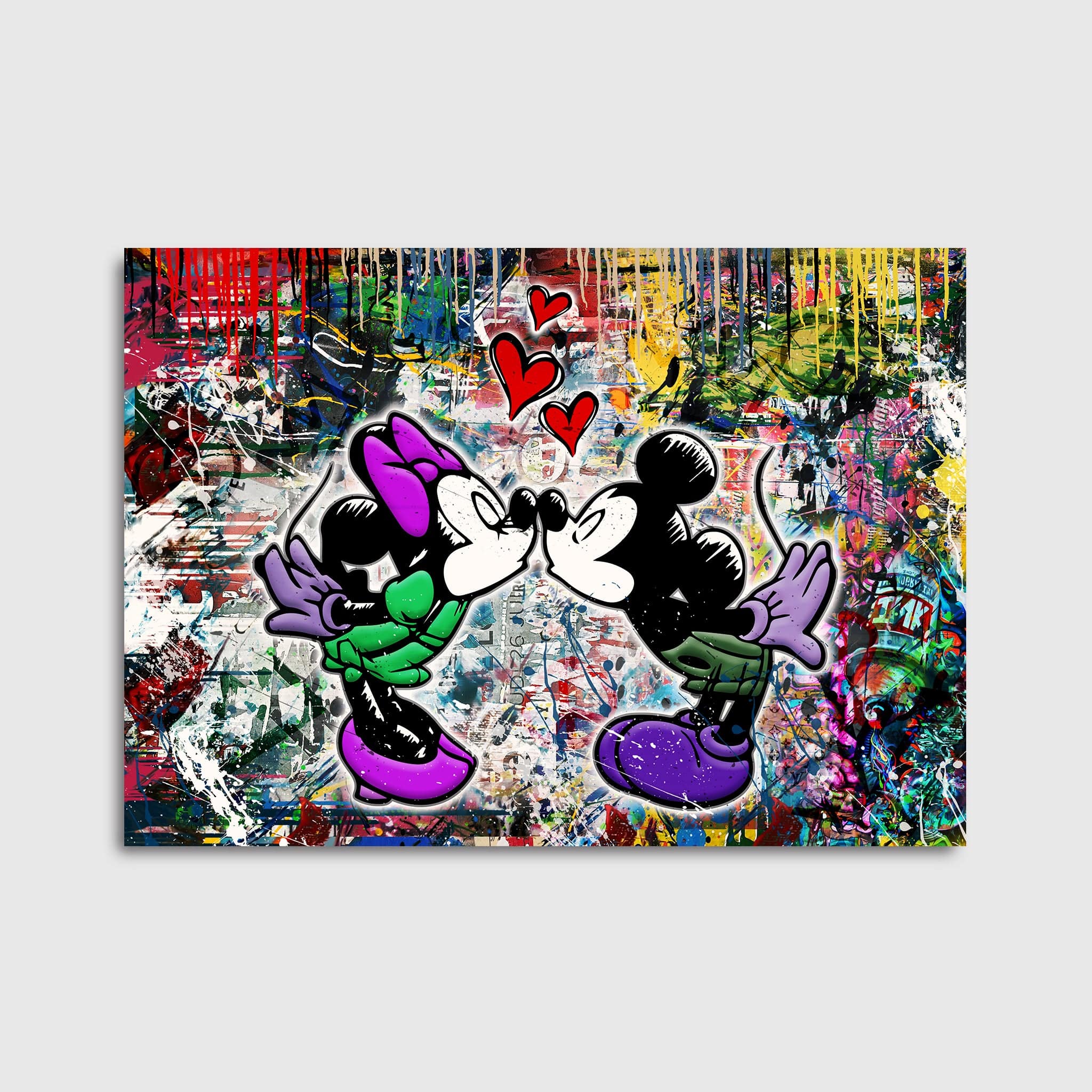 Mouse Love Couple Pop Art Minni & Micki Kiss Pop Art Mural