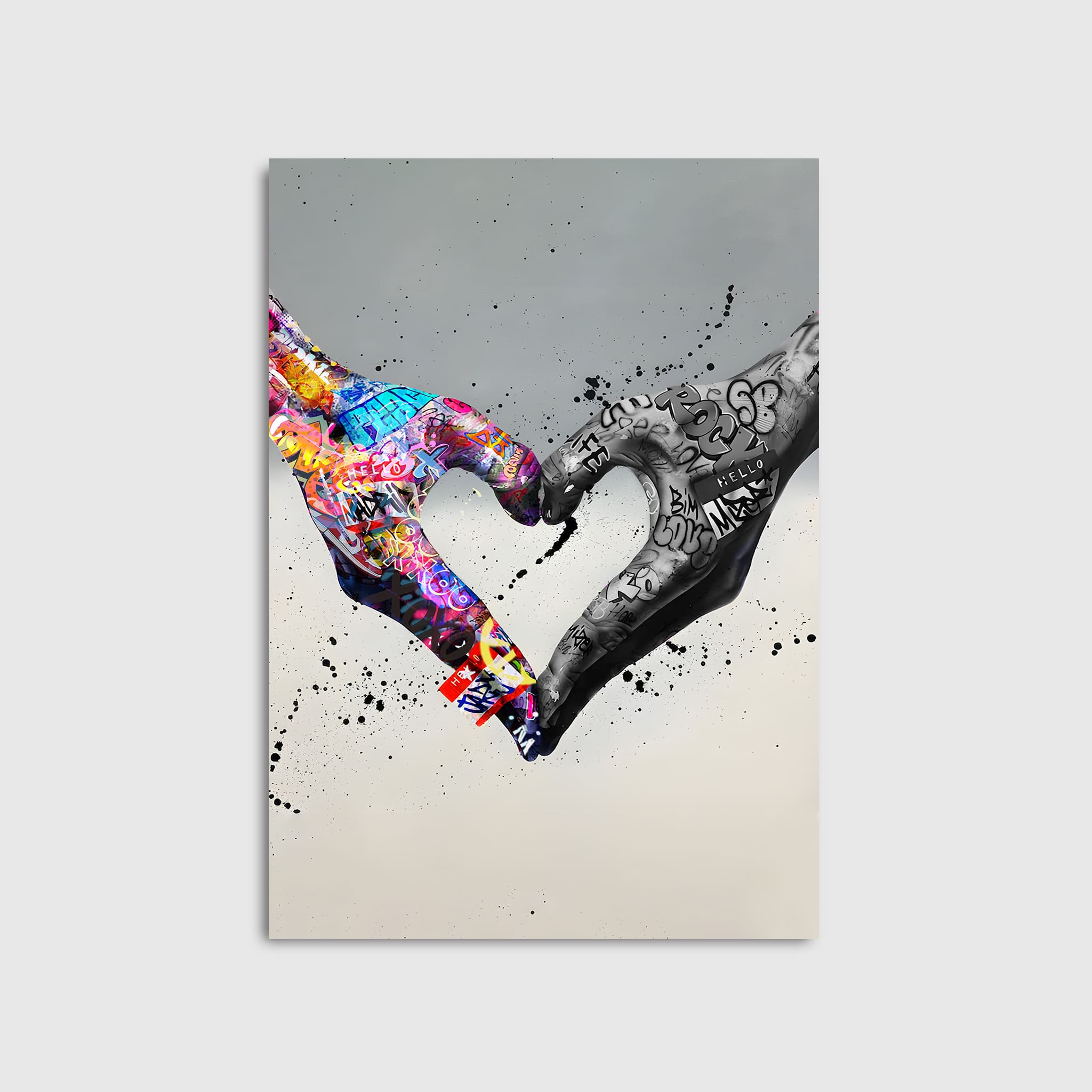 Graffiti Hands - Heart Sign - Colorful Version - Premium Mural