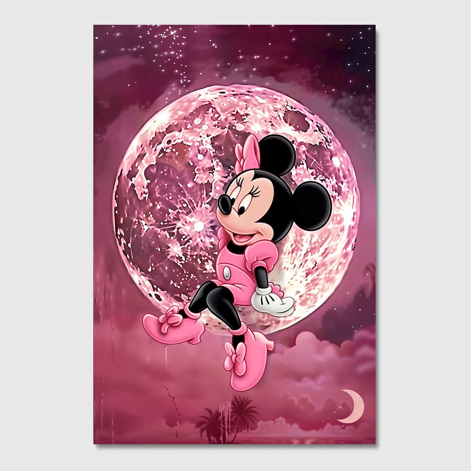 Minni on the Moon - Pink Version -Premium Wandbilder