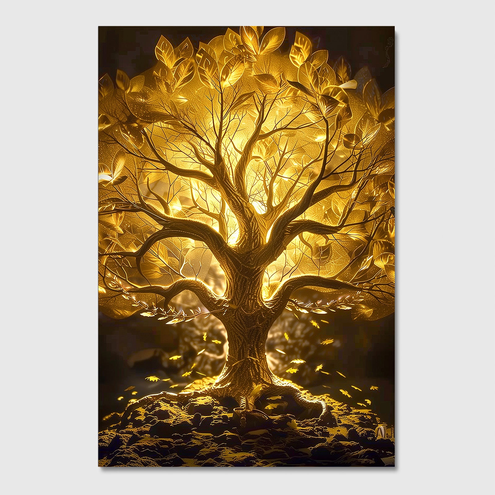 Verwurzelt in Gold - Goldener Baum - Golden Life Tree - Premium Wandbilder