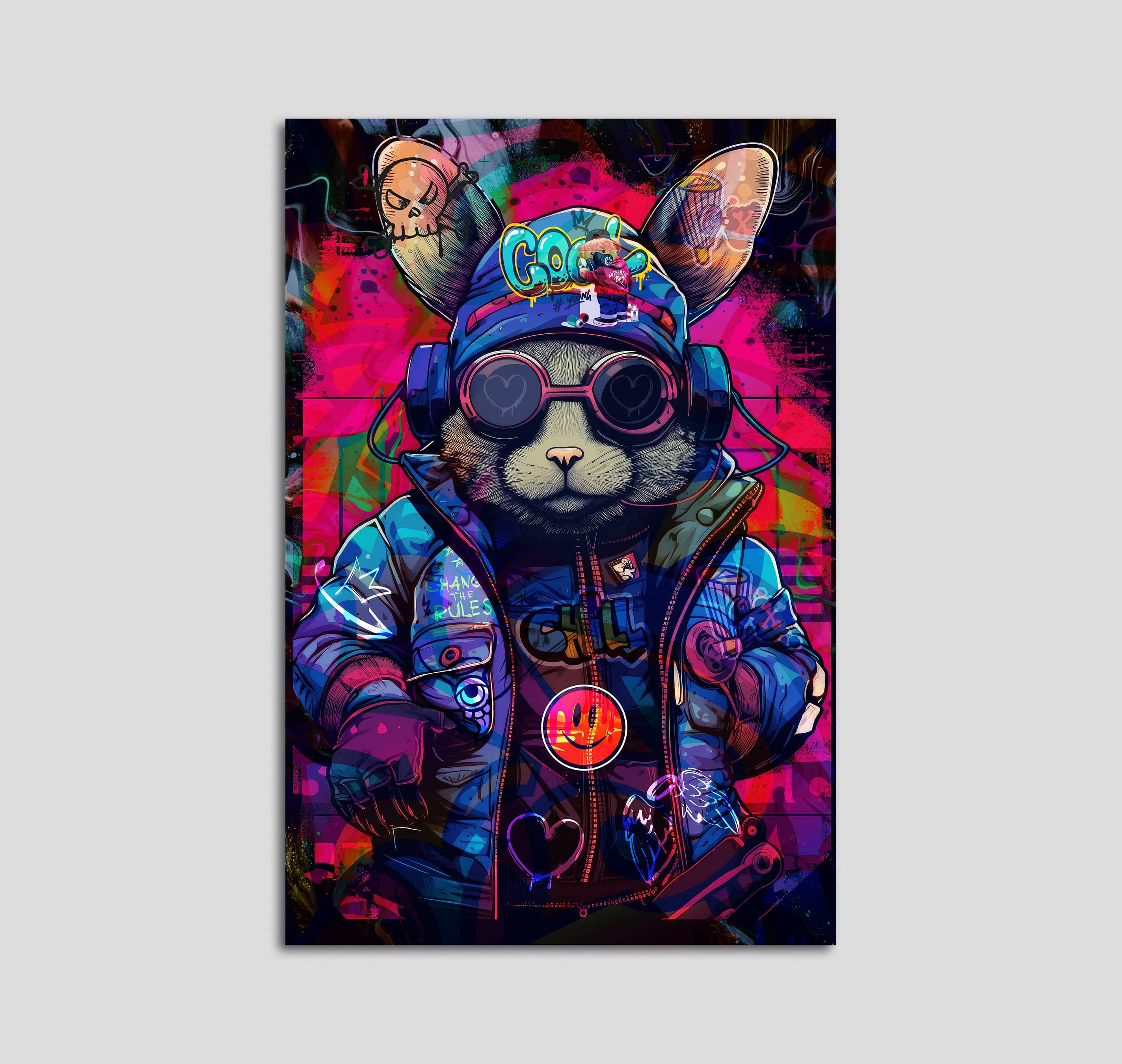 Cool Cyber Punk Rabbit - Pop Art - Premium mural