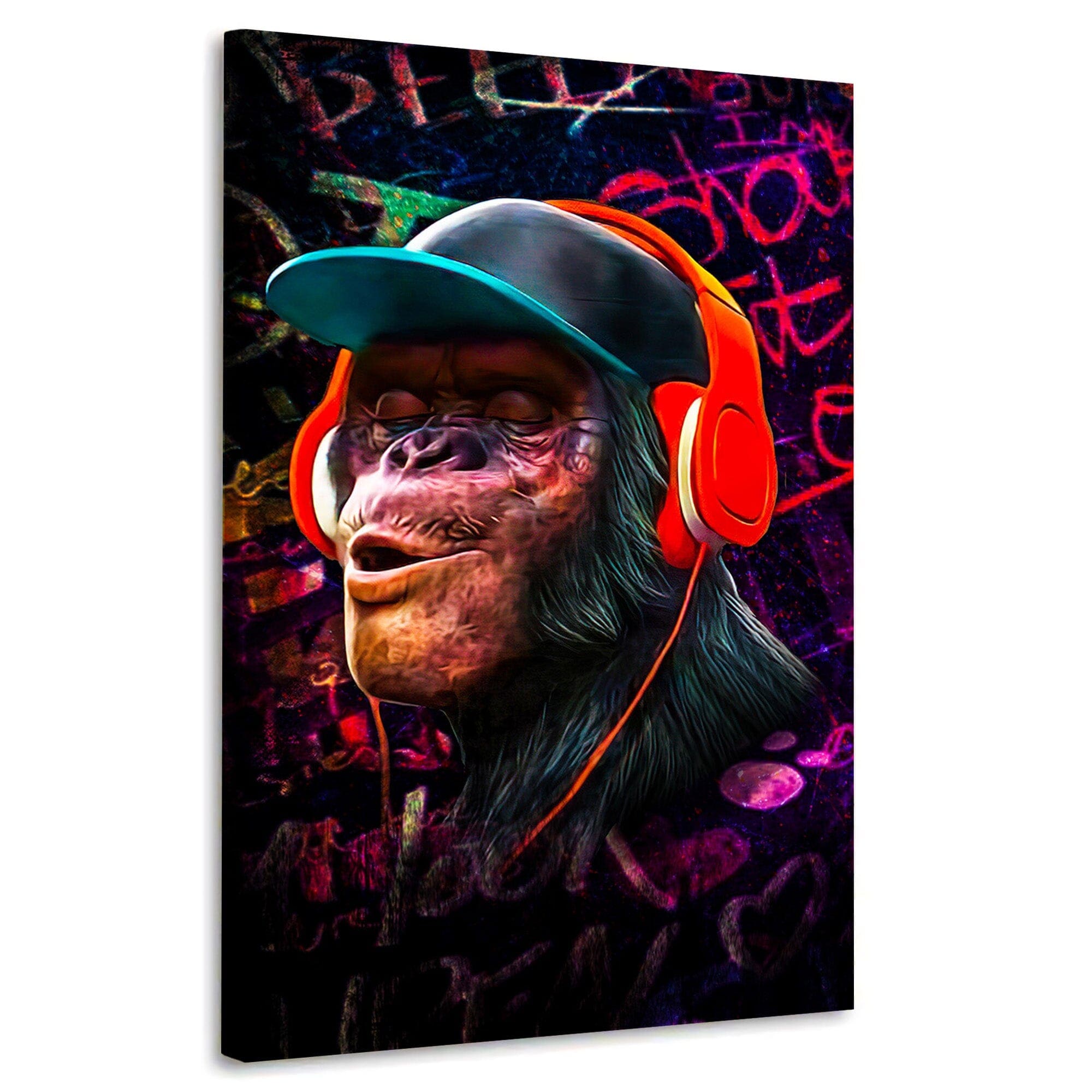 Swag Monkey with Headset - Premium Wandbild