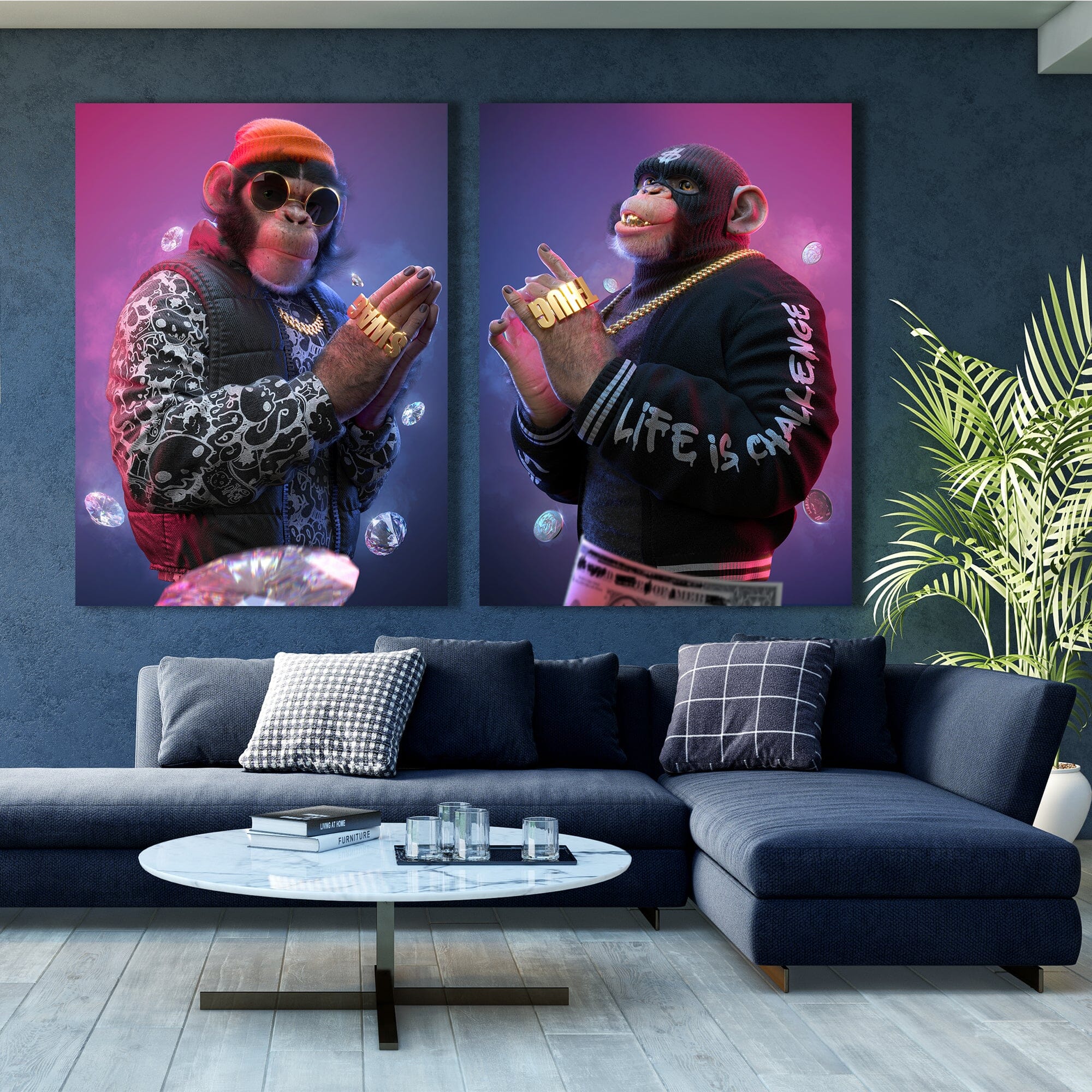Thug and Swag Monkey Bundle (2er Set) - Premium Wandbild